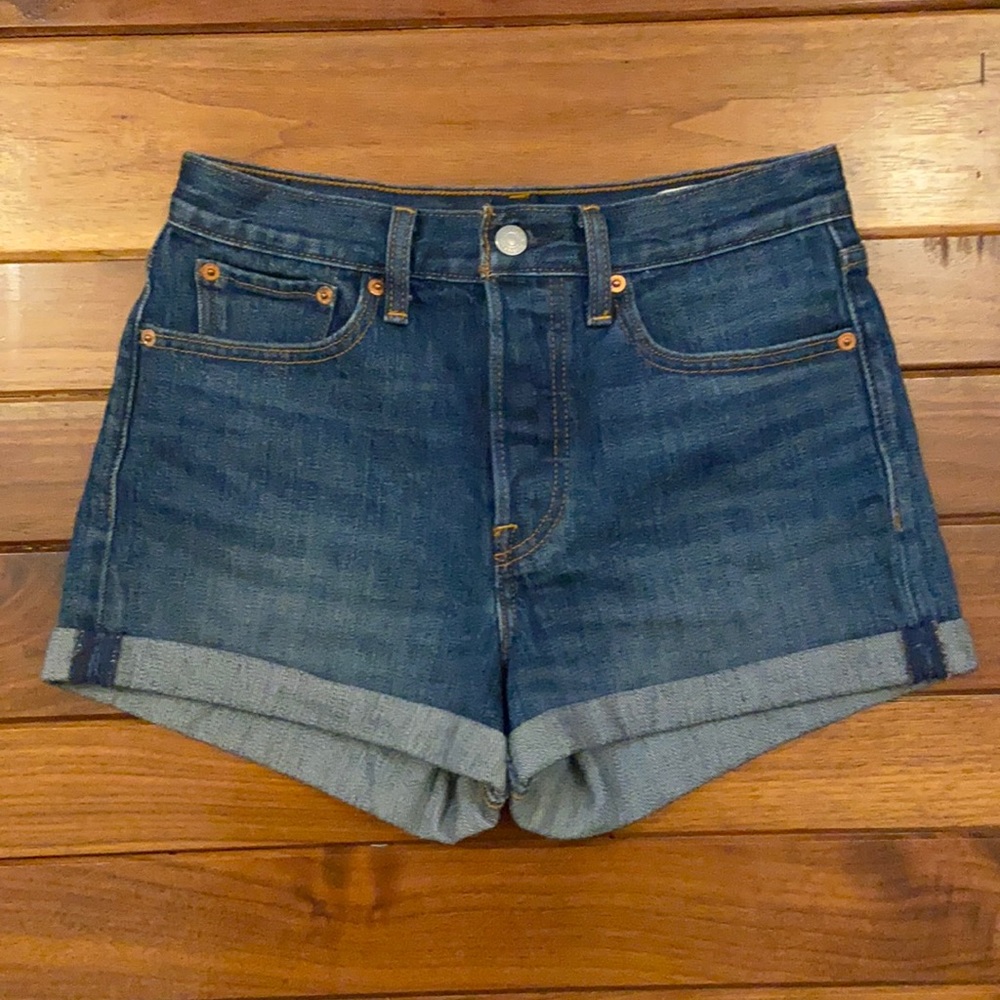 Levi’s High Rise Button Fly White Oak Cone Denim Shor… - Gem